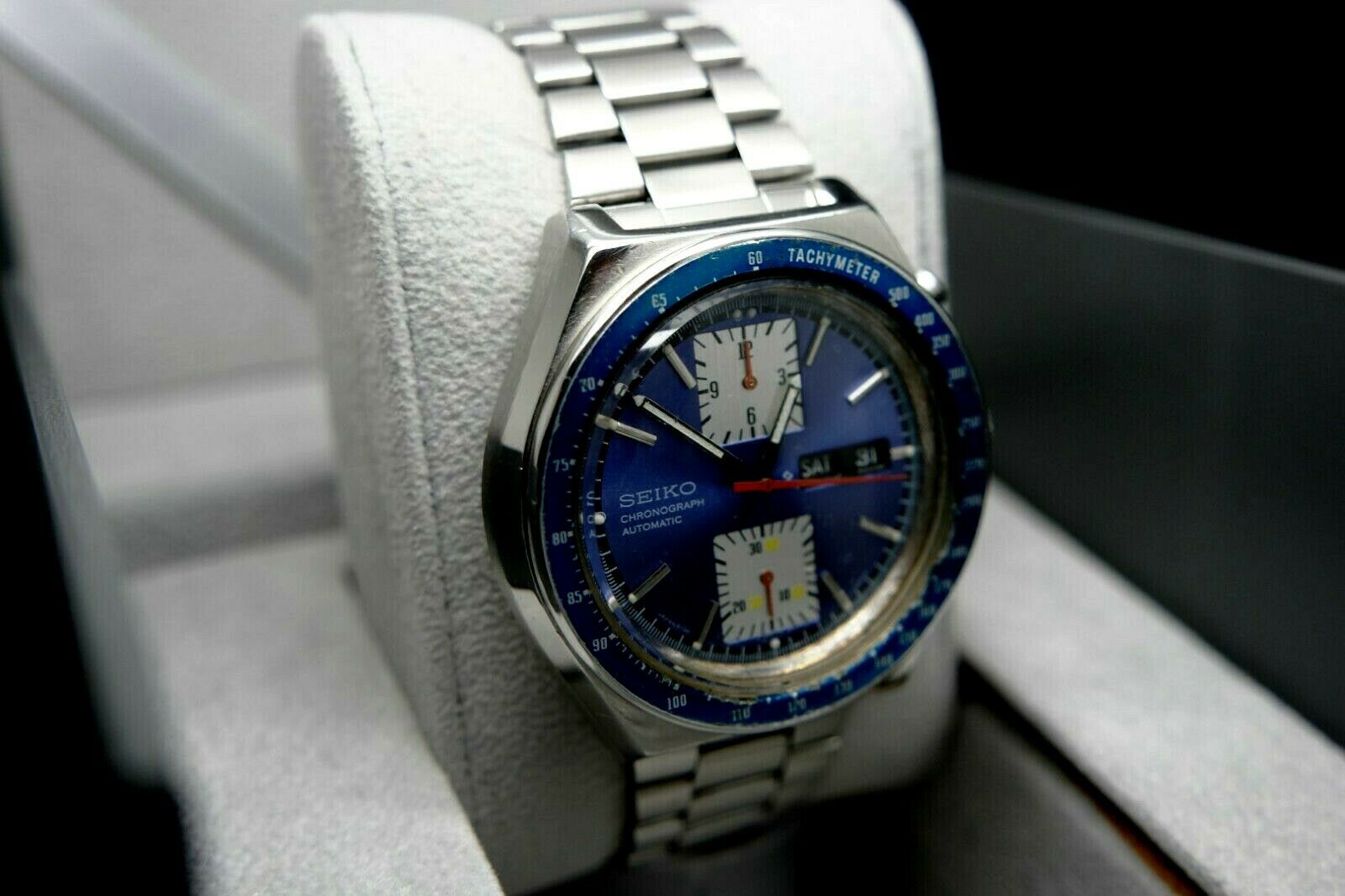 Superb Vintage Seiko automatic blue dial double chronograph cal:6138 ...