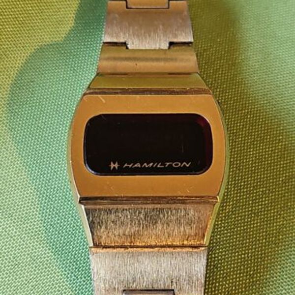 Vintage Hamilton Men's Digital LED Wristwatch 992476 Gold Tone Parts ...