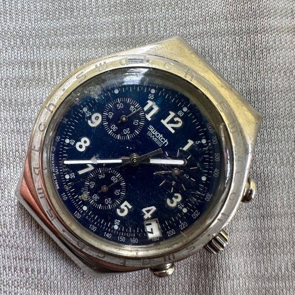 SWATCH IRONY SECRET AGENT SWISS MADE CHRONOGRAPH 38MM BLUE DIAL FOR ...