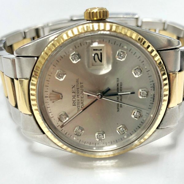 Rolex DateJust 16013 Automatic Wrist Watch 38mm Stainless Steel & 18k ...