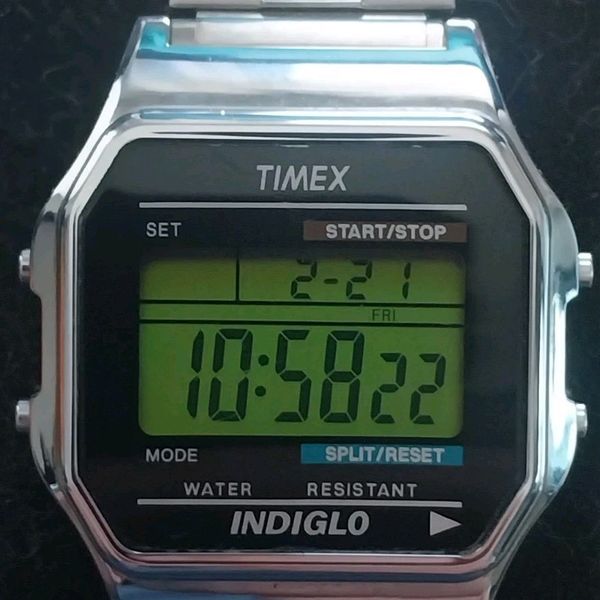 Vintage Timex Indiglo Digital Quartz Watch 555 N9 SS Flex Band New ...