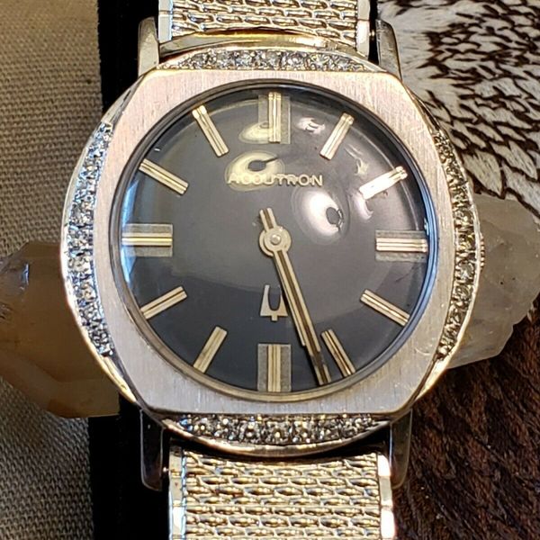 bulova accutron 14k white gold and diamonds vintage watch | WatchCharts ...