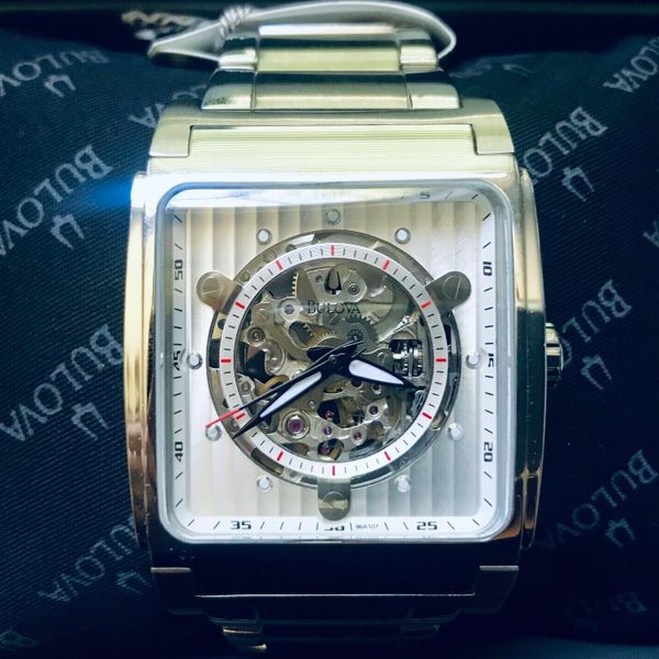 Bulova 96A107 Men's Automatic Skeleton Dial Stainless Steel Watch ...