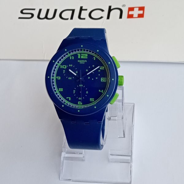 SWATCH SUSN400 BLUE C CHRONOGRAPH-DATE 42MM SWISS MADE WATCH (RELEASED ...