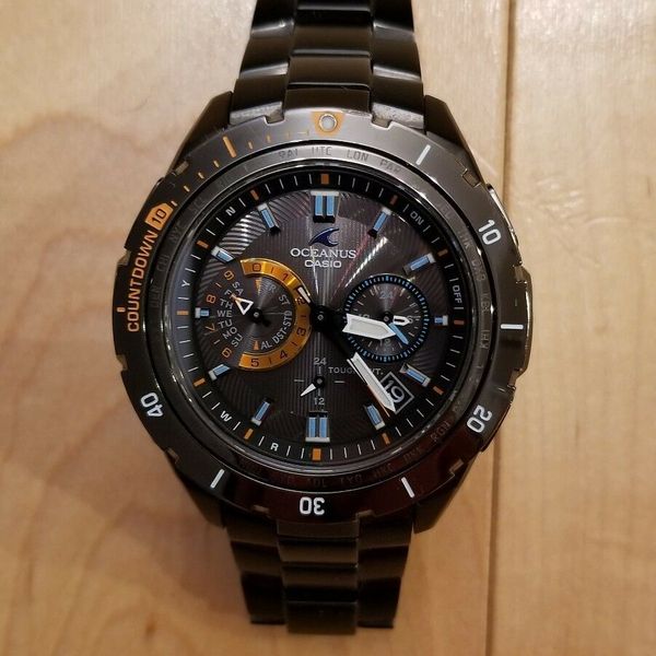 Casio Oceanus OCW-P600 Black Cachalot Solar Titanium Watch OCW-P600TB ...