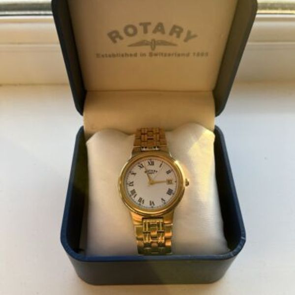 Classic Rotary Mens Slim Quartz Date GB03049/01 Gold Plated Bracelet ...