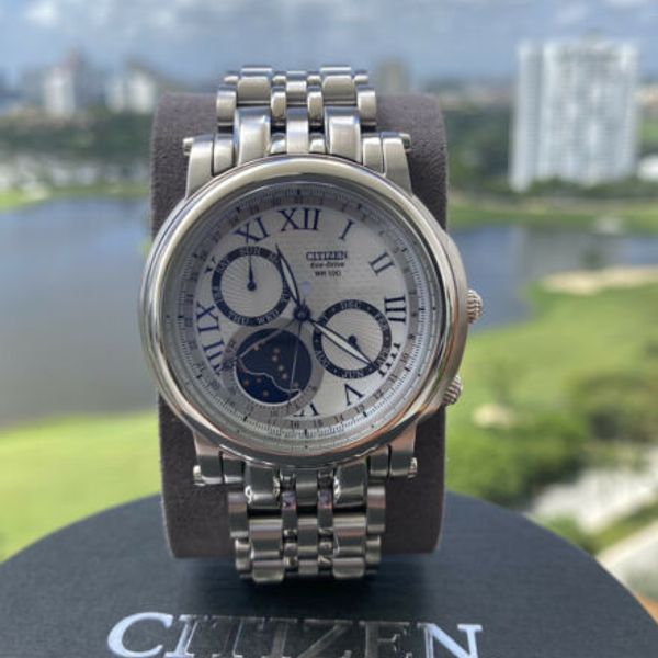 Rare CITIZEN Eco-Drive Calibre 8651 Triple Calendar Moon Phase Mens ...
