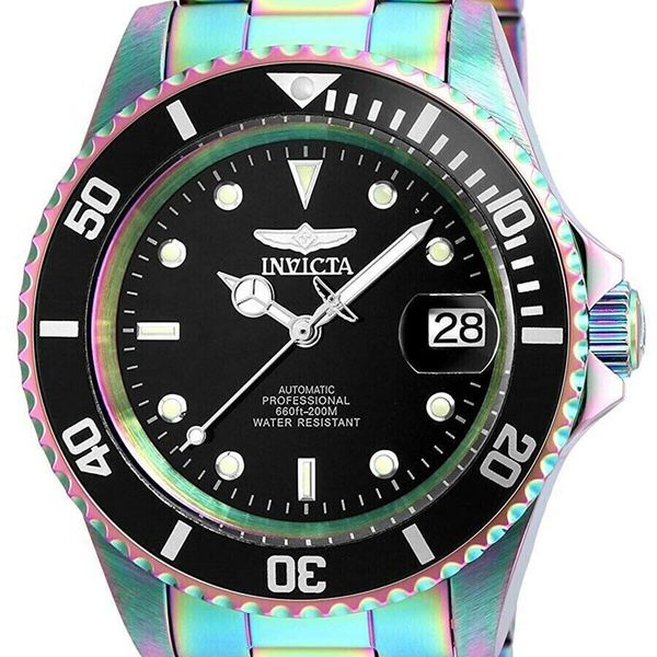 Invicta Pro Diver Automatic Men's 40mm Black Dial Rainbow Iridescent ...