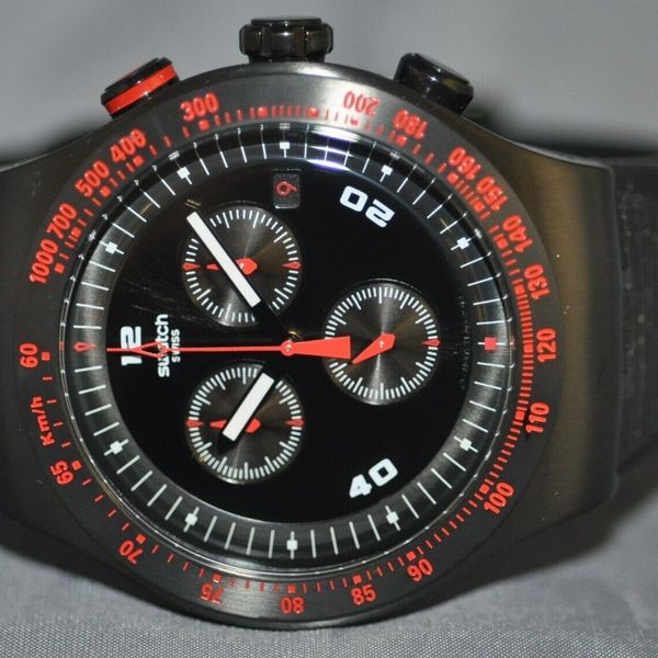 Swatch Swiss Men's Race Trophy Chrono Black Dial Black Polyurethane ...