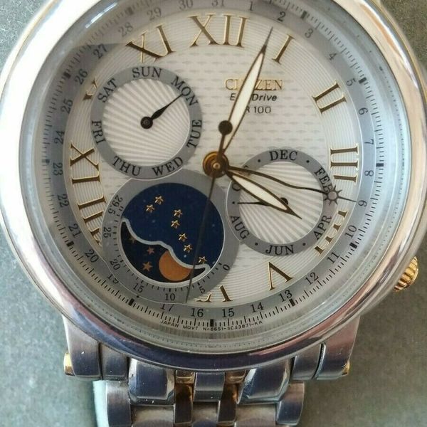 Citizen AP1014-50A Moon Phase Watch Eco-Drive Calibre 8651 Two Tone ...