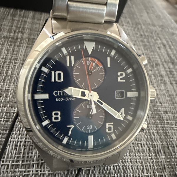 Citizen Eco Drive Watch Blue Dial Date Chronograph Silver Bracelet ...