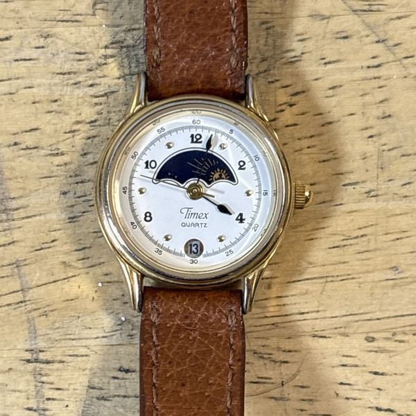 Vintage Timex 364 T Cell Quartz Watch Moon Phase Rare Old Ladies Watch ...