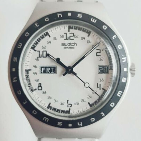 1998 Swatch Irony Big Aluminium Hijacker YGS7003A Day Date Military ...