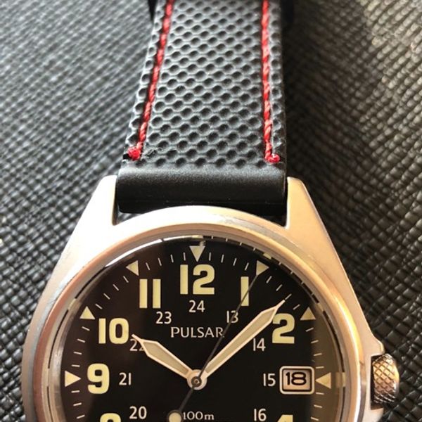 SOLD Pulsar Military/ Field Watch PX035 Quartz Black Dial Tradional ...