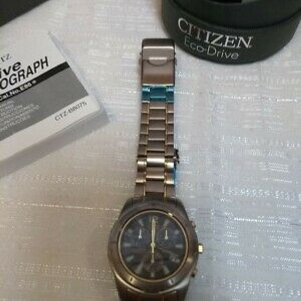 CITIZEN ECO DRIVE Titanium Chronograph Alarm Watch WR 100 METERS E860 ...