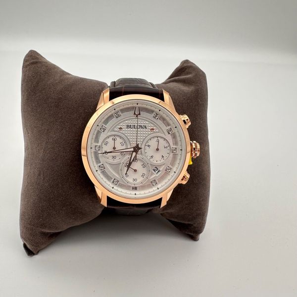 Bulova 97D133 Classic Chrono Leather Stainless Steel Mens Quartz Watch ...