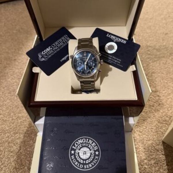 Longines Spirit 42mm Blue Dial Chronograph Automatic Watch L38204936 ...