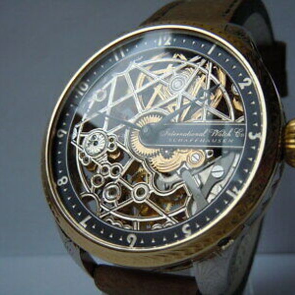 Vintage Watch Skeleton Men Wristwatch IWC Schaffhausen Movement ...