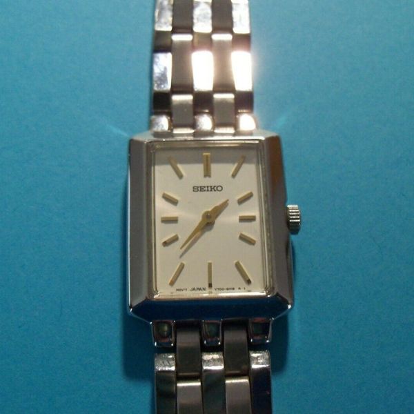 Seiko Stainless Quartz Slim Style Tank Watch V700-5H18 With Stainless Seiko Band | WatchCharts ...