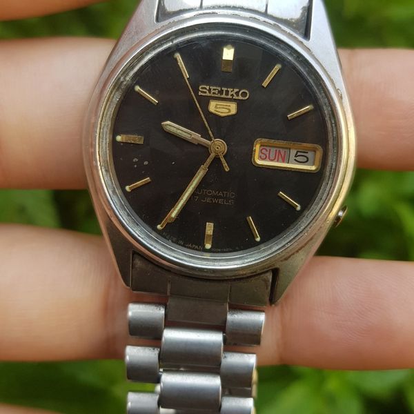 Vintage Seiko 5 Automatic 17 Jewels Black dial from Japan day date | WatchCharts Marketplace