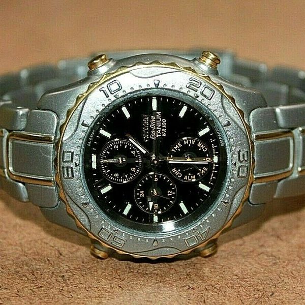 Citizen Eco-Drive Titanium Men's Alarm Chronograph Watch 0855-H01113 ...