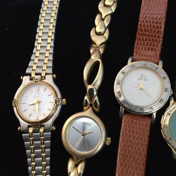 LOT Of 9 Vintage Gucci Watches GOLD TONE Logo UNTESTED | WatchCharts ...