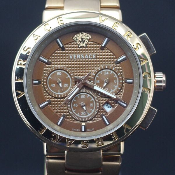 Luxury Versace Chronograph Brown Dial With Date Quartz Men's Watch All ...