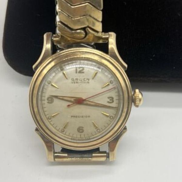 Vintage 1900â s Gruen Veri-Thin Precision Manual Wind Gold Fill Watch ...