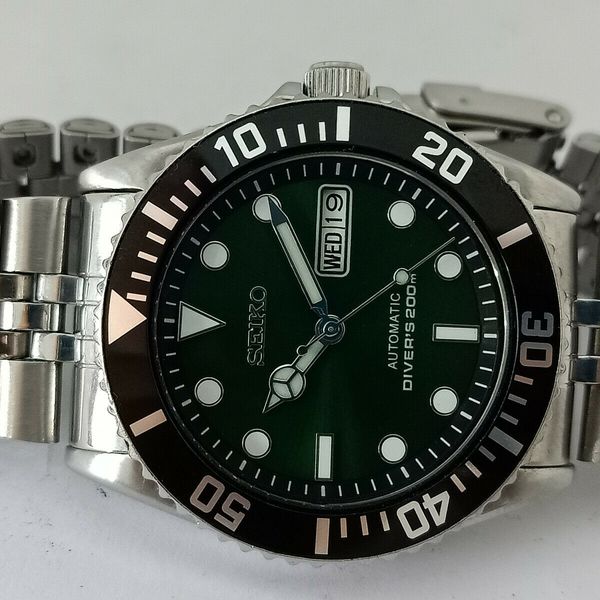SEIKO DIVER 7S26-0040 SKX031 GREEN SUNBURST MOD AUTOMATIC MEN'S WATCH ...