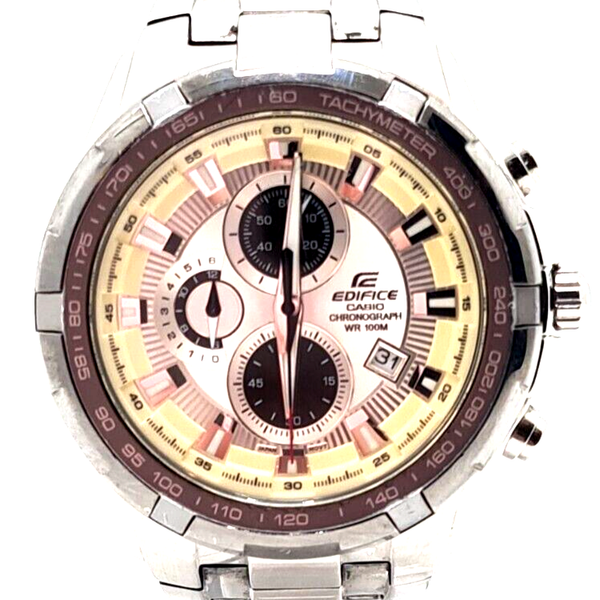 Casio Edifice Chronograph Stainless Steel Watch - Silver And Cream ...
