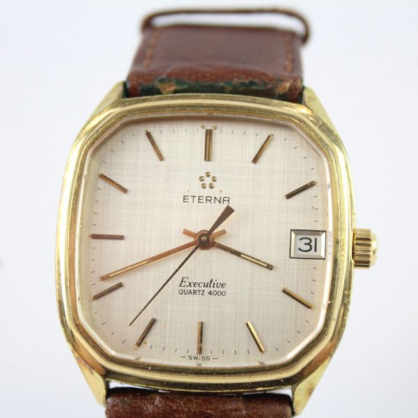 Mens Vintage Eterna Executive Quartz 4000 Gold Tone Watch SPARES ...