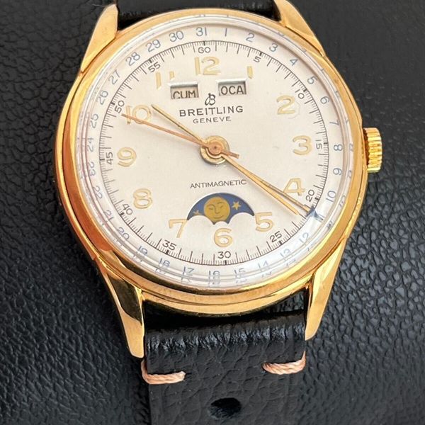 Breitling Moonphase Triple Date Valjoux 90 Vintage Wristwatch ...