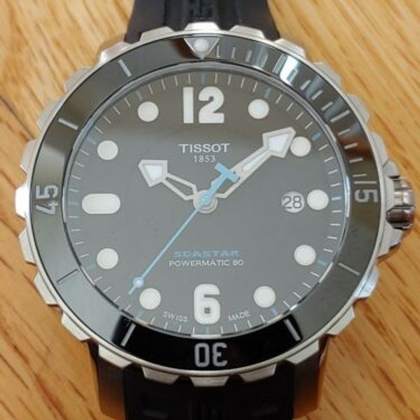 Tissot Seastar 1000 Swiss Automatic ceramic black rubber band dive ...
