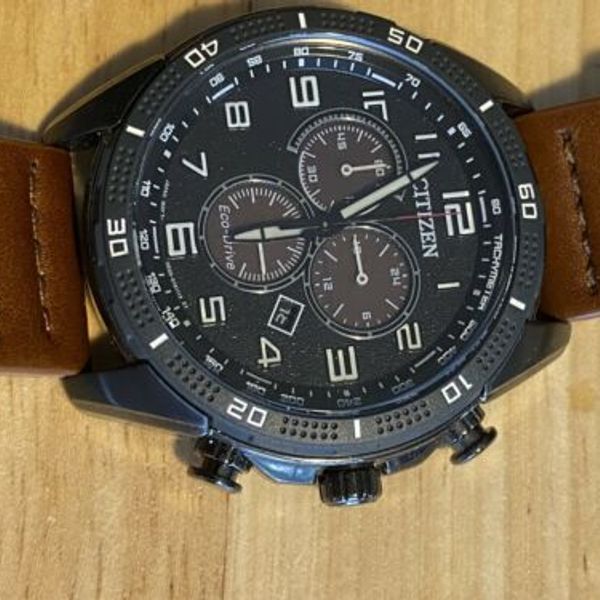 LNWT Citizen eco-drive Chronograph watch AT2447-01E With Leather Strap ...