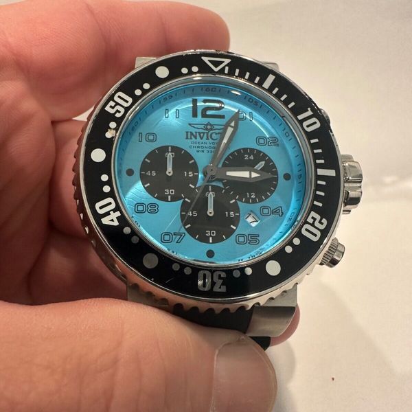 Invicta Men's Grand Pro Diver Ocean Voyage Blue Dial Chrono Strap Watch ...