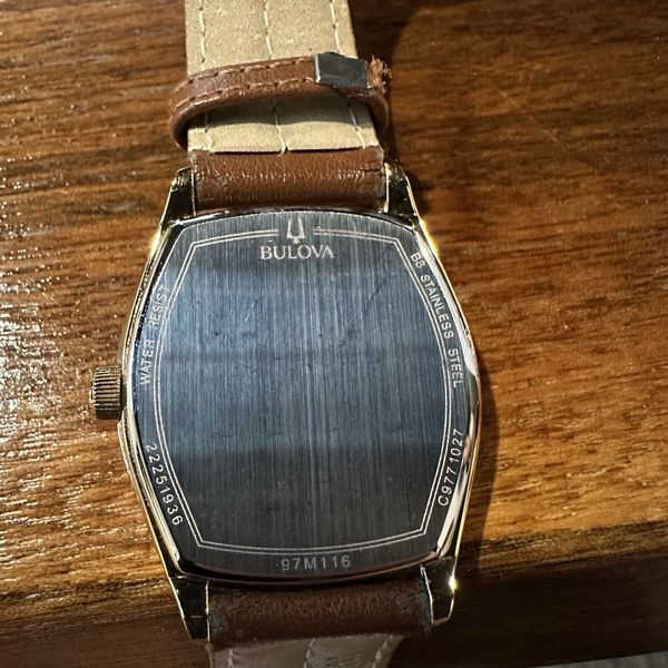 Bulova Gold Tone Quartz Movement Dress Watch Leather Band | WatchCharts ...