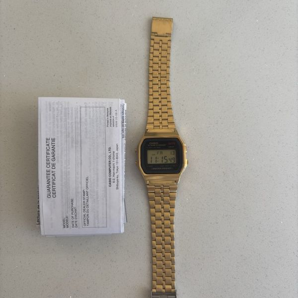 Casio 593 A159WGE Digital Watch Gold Tone, Vintage, Made in Japan ...