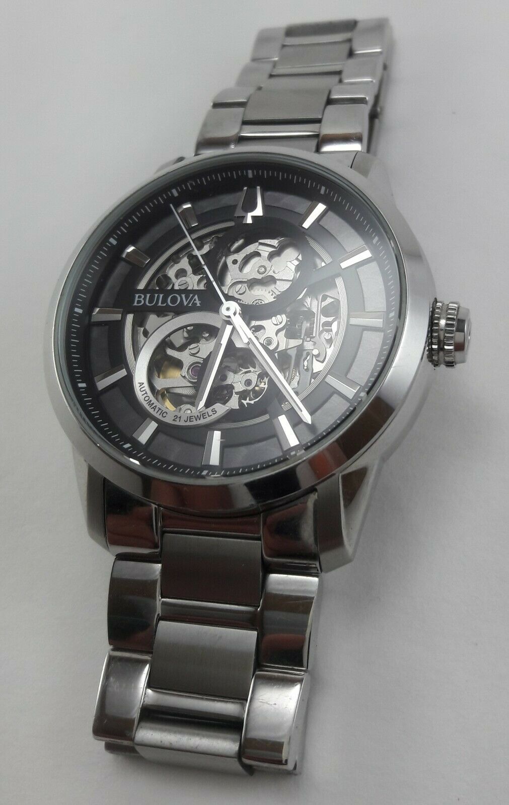 Bulova 96A208 Model: "Sutton" Automatic Skeleton Wrist Watch w/ Display ...
