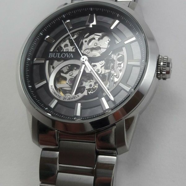 Bulova 96A208 Model: "Sutton" Automatic Skeleton Wrist Watch w/ Display ...