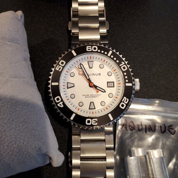 FS: Aquinus Immersius Dive Watch (White Satin Dial, SW200, Sapphire ...