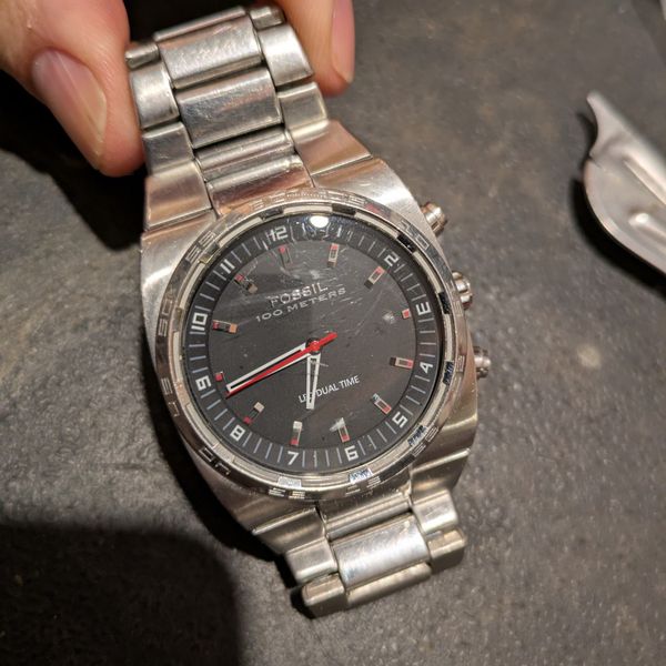 Rare Fossil Mens Red Digital /Analogue Chunky Heavy Watch Good ...