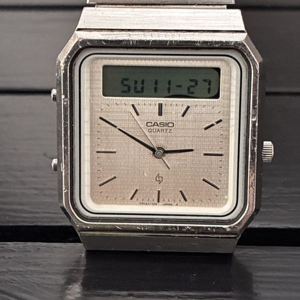 Vintage Casio 320 AT-552 Janus Touchscreen Calculator Ana-Digi Watch ...
