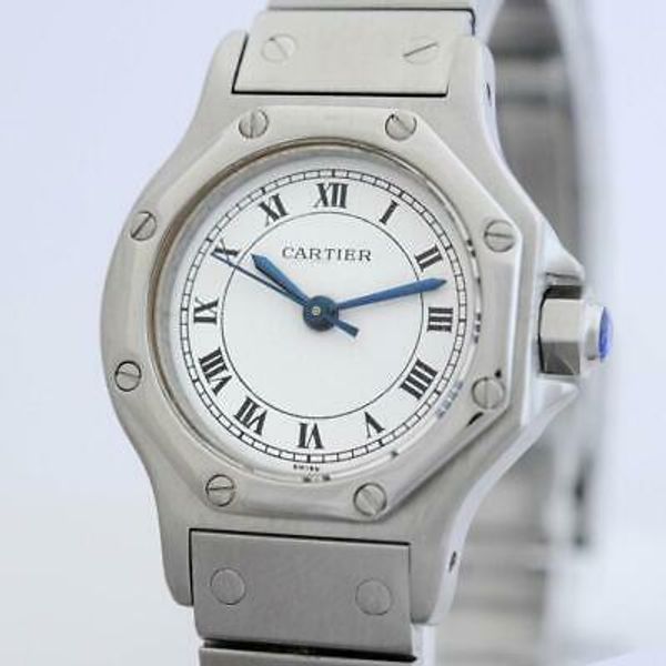ORIGINAL CARTIER SANTOS W/ BOX & PAPERS OCTOGONAL AUTOMATIC STEEL ...