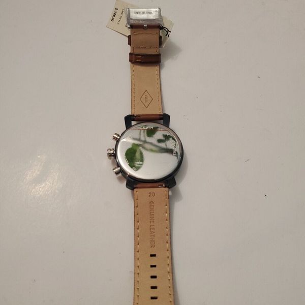 NEW AUTHENTIC FOSSIL MEN'S WATCH With Case Leather Band Blue Face ...