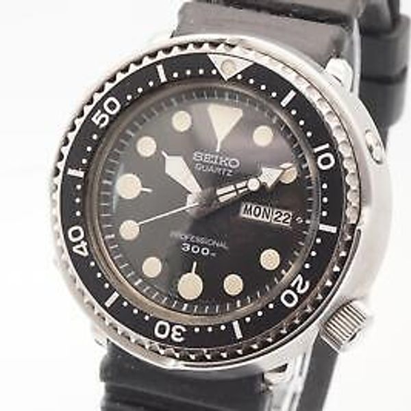 Overhauled Seiko Tuna Can 7549-7010 Quartz Day/Date Black Dial Men's ...
