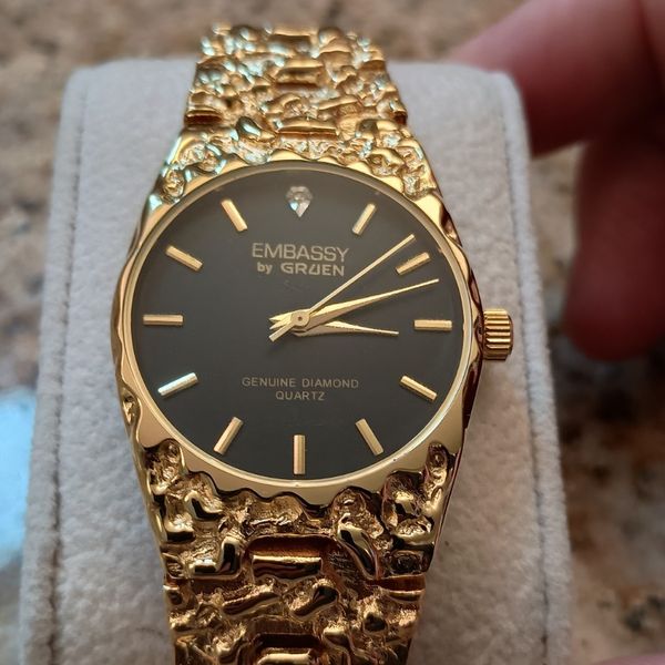 Embassy By Gruen Gold Nugget Diamond Watch 31mm | WatchCharts Marketplace