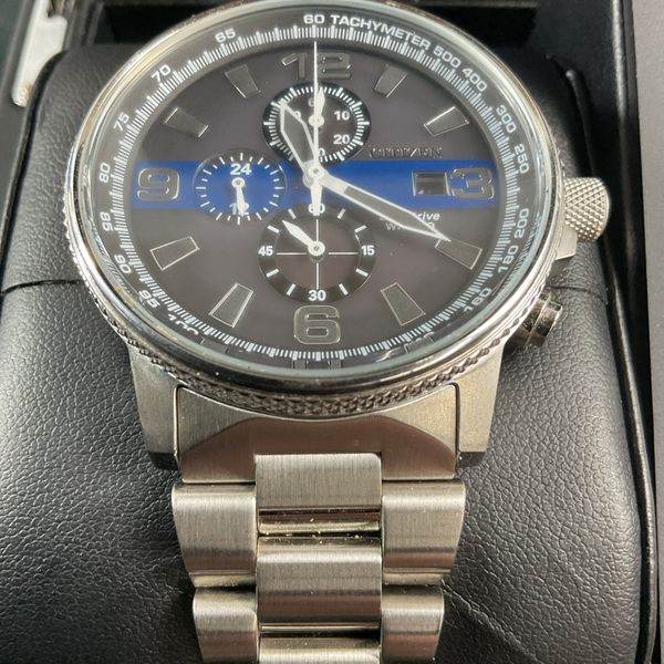 Citizen Men's Thin Blue Line Watch Chronograph 200M WR Eco Drive B612 ...