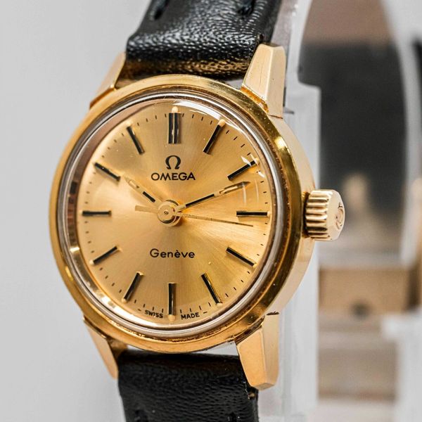 New Belt *NEAR MINT* Vintage OMEGA Geneve Cal.635 Manual Winding Gold ...