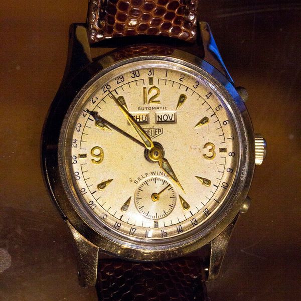 Vintage Ed. Heuer Triple Date Bumper Automatic Watch RARE 14K Gold ...