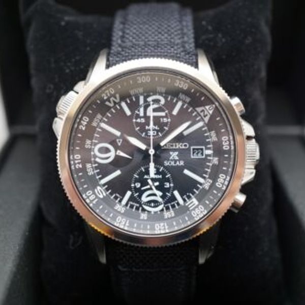 Seiko Prospex SBDL031 V172 Military Alarm Chronograph Solar Quartz ...